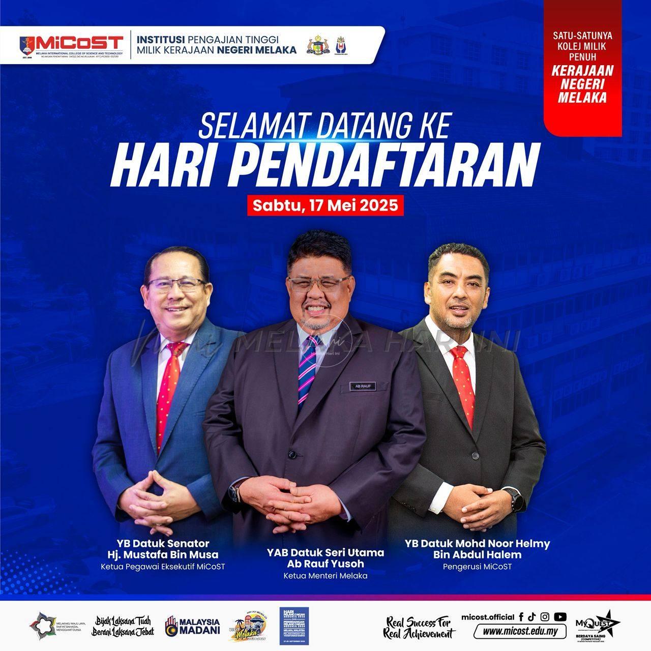 PENDAFTARAN PELAJAR BAHARU MICOST BERMULA 17 MEI – 30 JUN